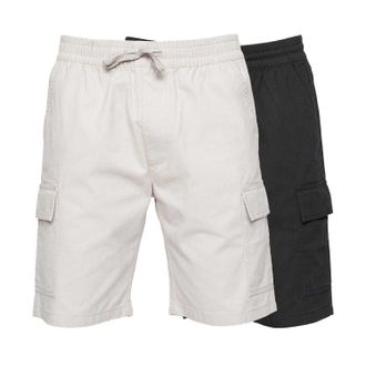 Crosshatch Kathos Cargo-Shorts 2er-Pack f&uuml;r Herren (Wei&szlig;/Schwarz)
