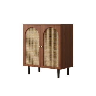 Generic Sideboard aus Korbgeflecht mit Holzt&uuml;ren, gro&szlig;er dekorativer Holzschrank, Doppelt&uuml;ren mit viel Stauraum, geeignet for Eingangsbereiche und Wohnzimmer