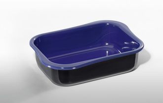 Riess 0431-025, Wavehandle Bratpfanne, CLASSIC - SCHWARZ/BLAU, Maße 36 x 26,5 cm, Höhe 9.8 cm, Emaille, Bräter, Auflaufform, Induktion