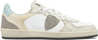 Philippe Model Low-Top Sneaker - Beige Low-Top Sneakers With Textured Leather Panel - Gr. 36 (EU) - in Bunt - f&uuml;r Damen