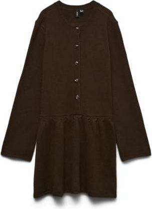 Vero Moda Vero Moda Short Knit Dress Exp Vmevelina Ls Robe Courte en Tricot, Chocolat, XS Femmes