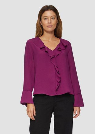 s.Oliver Langarmbluse Bluse Volantbluse mit V-Ausschnitt