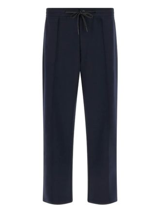 Boggi Milano pantalon en laine à lien de resserrage - Bleu