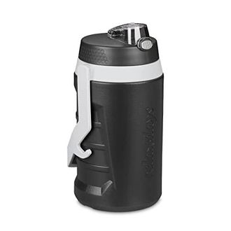 Relaxdays Gourde, Bouteille deau 2 litres avec poign&eacute;e, Bouteille de Sport, sans BPA, Anti-Fuite, Noir et Gris