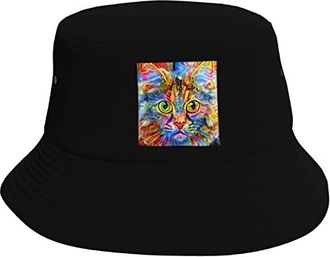 Generic Casual Seau Chapeau Chat Abstrait Chapeaux de Visière Unisex Bobs Femme pour activités Femmes Plage