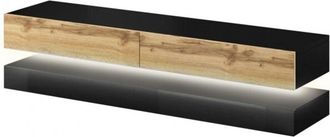 Vivaldi Meuble TV FLY avec LED blanc coloris ch&ecirc;ne et noir 140x33,8 cm