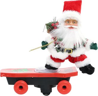 Generic Weihnachtsmann-Dekoration | Feiertagsverzierung mit Musik-Roller | Saisonale Dekofigur, Winterdekoration mit lustigem Design, attraktive Tischdekorati