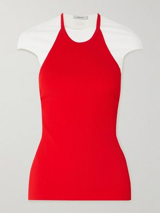 Ferragamo Zweifarbiges Set Aus T-shirt Und Tanktop Aus Geripptem Jersey - Rot