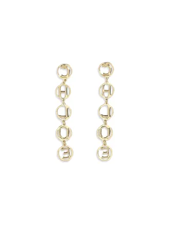 Chlo&eacute; Womens Script Drop Earrings Vintage Gold Brass