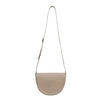 Calvin Klein Femme, Sacs, Beige, Taille: ONE Size Sacoche Selle avec Logo Monogramme en Relief