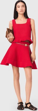 Maje Stricktop Mit Volants - Rot - Maje