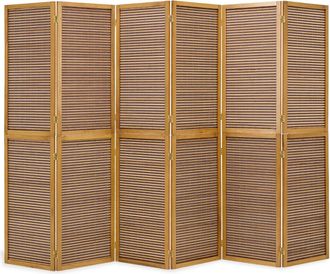 Homestyle4u Paravent Raumteiler 6 teilig Holz Braun Bambus Trennwand Sichtschutz faltbar