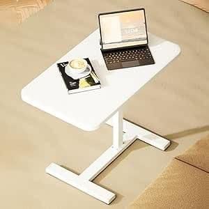 Generic Table de Chevet en Forme de C avec roulettes, extr&eacute;mit&eacute; de canap&eacute; r&eacute;glable, Ordinateur Portable, caf&eacute; Moderne for canap&eacute;/lit/Baignoire(White)