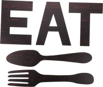 BESPORTBLE 5 Stück Teiliges Wanddekor aus Holz Rustikale Eat Schrift mit Gabel Löffel Motiv Hängende Küchenwanddekoration Strapazierfähige Holzkunst für Esszimme
