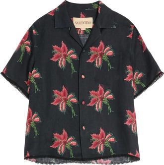 Valentino Garavani chemise &agrave; fleurs - Bleu