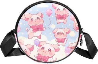 Generic Sac &agrave; bandouli&egrave;re circulaire pour femme, petit sac &agrave; bandouli&egrave;re avec fermeture &eacute;clair, bretelles r&eacute;glables, sac &agrave; main rond d&eacute;contract&eacute; pour femmes e