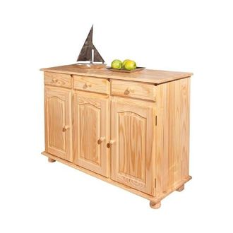 Dmora Sideboard mit drei T&uuml;ren und drei Schubladen, braune Farbe, 130 x 87 x 43 cm