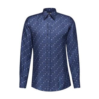 Dolce & Gabbana Blaues Seidenkrawatten-Print-Shirt - - Shirts - Herren - Blau - M