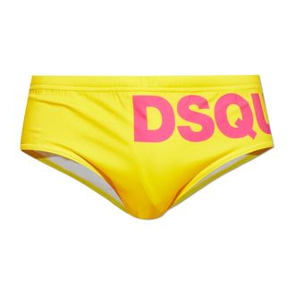 Dsquared2 Homme, Maillots de bain, Jaune, Taille: XL Logo Swim Brief