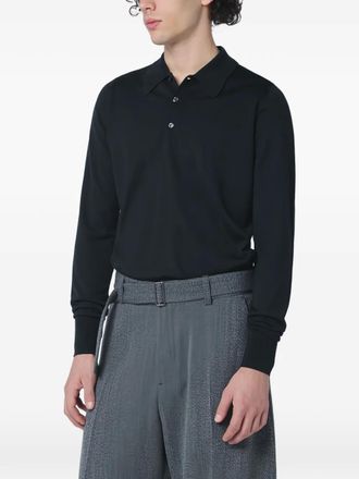 John Smedley Belper long-sleeve polo shirt - Schwarz