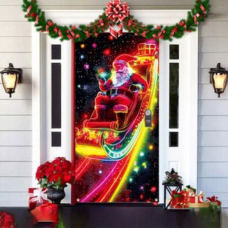 Generic Weihnachten Tür Abdeckung Dekoration, 90×180cm Tür Hängen Banner, Türverkleidung für Haustür Veranda, Dekoration Banner für Häuser, weihnachtsfeko, We