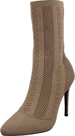 Spot On Anne Michelle Bottes en tricot à talons hauts pour femme, Beige taupe., 38 EU