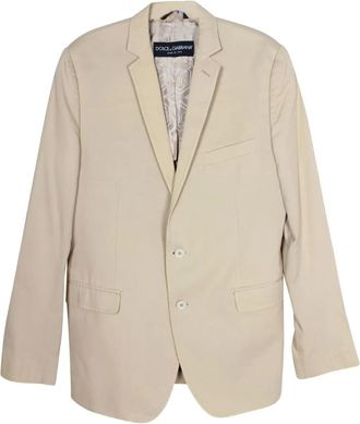 Dolce & Gabbana blazer en coton à simple boutonnage - Tons neutres