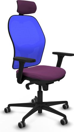 Piqueras y Crespo Schreibtischstuhl mit 3D-Armen, h&ouml;henverstellbare Lendenwirbelst&uuml;tze und h&ouml;henverstellbares Kopfteil, Blau/Violett