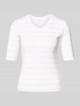 Christian Berg T-Shirt mit Streifenmuster und V-Ausschnitt