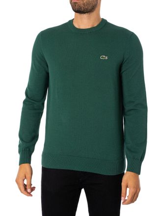 Lacoste Rundhalsstrick Aus Bio-Baumwolle, Gr&uuml;n