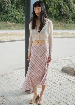 Mango Jupe asym&eacute;trique carreaux rose - Femme - XS - MANGO