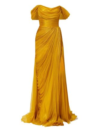 Iris Serban robe plissée à épaules dénudées - Or