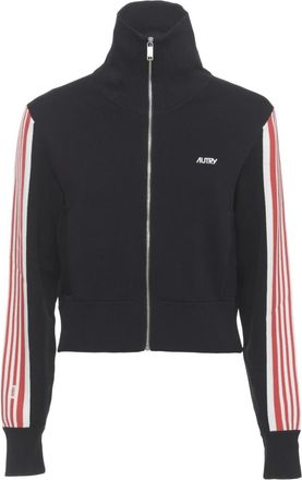 Autry Femme, Sweatshirts et sweats &agrave; capuche, Bleu, Taille: 40 FR SweaT-shirt en viscose avec fermeture &eacute;clair et bandes lat&eacute;rales