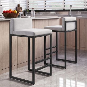 Generic Set mit 2 Barhockern, gepolsterten Hochst&uuml;hlen, modernen K&uuml;chenhockern mit niedriger R&uuml;ckenlehne und Fu&szlig;st&uuml;tze, bequemen Barst&uuml;hlen