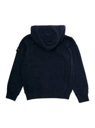 Stone Island Boys Blue Cotton Sweatshirt With Logo Patch Hoods & Sweatshirts