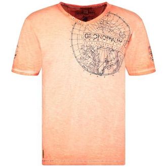 Geographical Norway T-Shirt Homme JIMPERABLE Orange Tricot Manches Courtes, Orange, Large