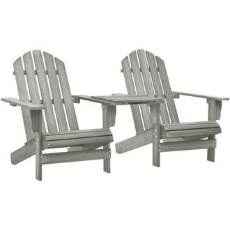 vidaXL Adirondack-Gartenst&uuml;hle mit Tisch Massivholz Tanne Grau Vidaxl