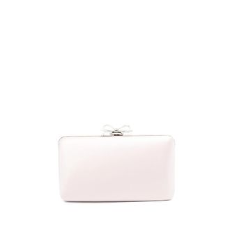 Self Portrait Bow-embellished Satin Mini Clutch Bag