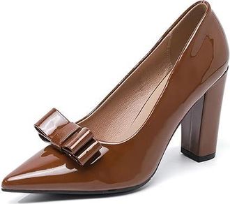 Generic Escarpins &agrave; bout pointu pour femme - Couleur unie - Style d&eacute;contract&eacute; et polyvalent - Pour f&ecirc;te de bureau, marron, 38.5 EU
