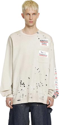 Miharayasuhiro Embellished Sticker Long Sleeve T-Shirt