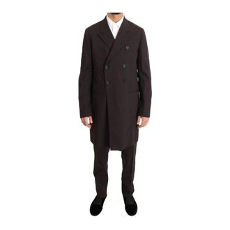 Dolce & Gabbana Woll-Stretch Langer 3-teiliger Anzug - - Suits - Herren - Rot - M