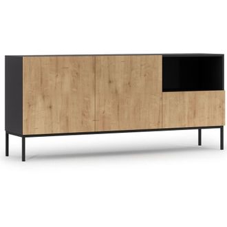 Best Mobilier Bestmobilier - Felicia - buffet bas - effet bois et noir - 180 cm