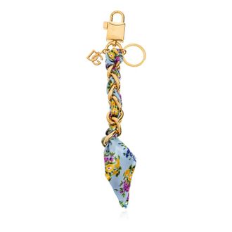 Dolce & Gabbana Schl&uuml;sselanh&auml;nger aus bedrucktem Satin - - Accessories - Damen - Gelb - ONE SIZE