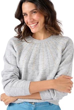 Damart Pull Maille ajourée et Strass Thermolactyl Femme Gris Chiné Taille 38/40