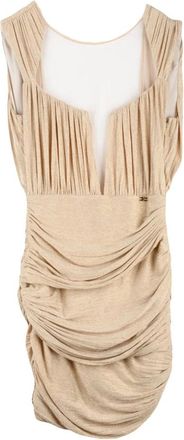 Elisabetta Franchi Femme, Robes, Beige, Taille: 40 FR Mini Robe Lam&eacute;e