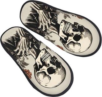 Generic Pantoufles Squelette Roses Fleur Fantômes Crâne Unisex Chaussons dintérieur Légère Chaud Chausson Maison Adulte Femme M