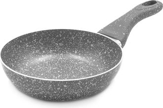 Zanetti Stone Seltene Pfanne mit Antihaftbeschichtung, mit Aluminiumgriff, Soft-Touch-Griff, hohe Widerstandsfähigkeit, 20 cm Durchmesser, Farbe Grau, hergest