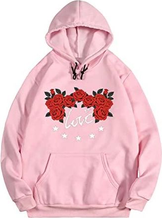 ORANDESIGNE Sweat &agrave; Capuche Homme Lettre avec Poche Kangourou pour Automne Hiver Casual Hip Hop Hoodie Sweatshirt G Rose XS