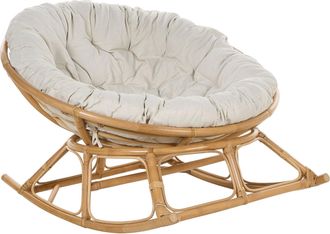 Beliani Schaukelstuhl Rattan nat&uuml;rlich/beige mit Kissen Boho Stil Orvieto