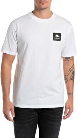 Replay T-Shirt pour Homme, Coupe Droite, 001 Blanc., XL